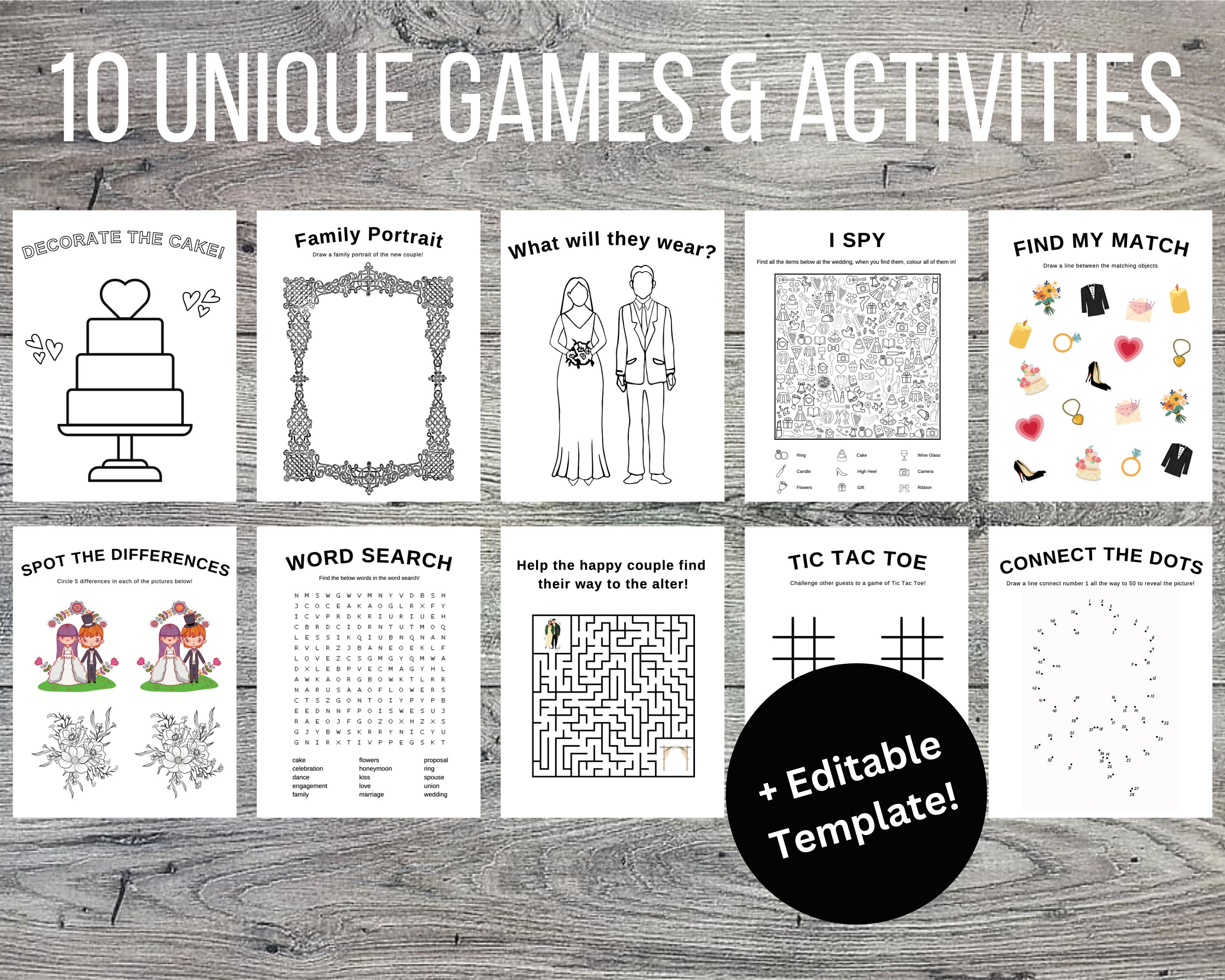 Children's Wedding Activity Book, Wedding Table Printable Games ...