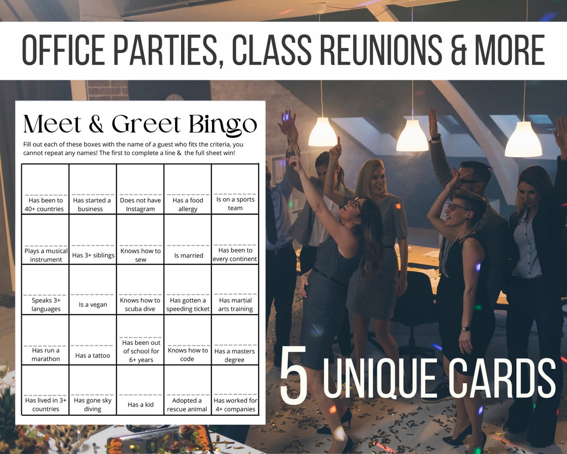 Meet and Greet Icebreaker Bingo Game, Digital Printable Games, Office ...