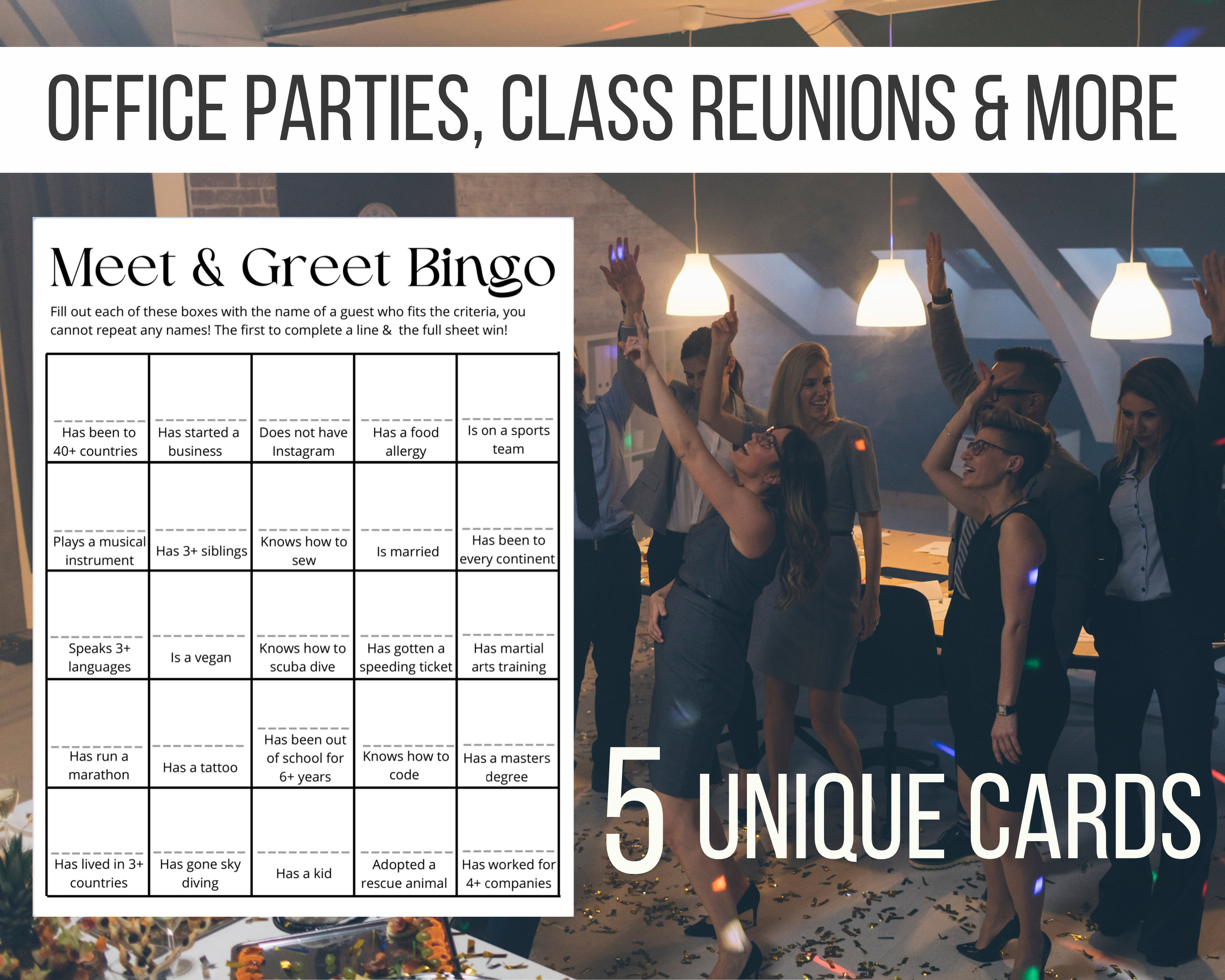 Meet and Greet Icebreaker Bingo Game, Digital Printable Games, Office ...