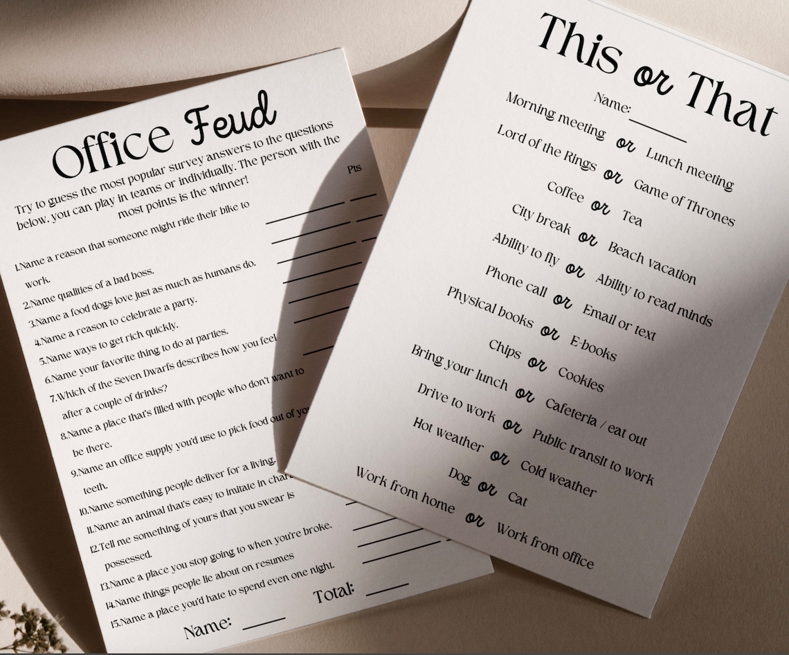 Office Party Printable Games Bundle, Printable Games for Work, Team ...