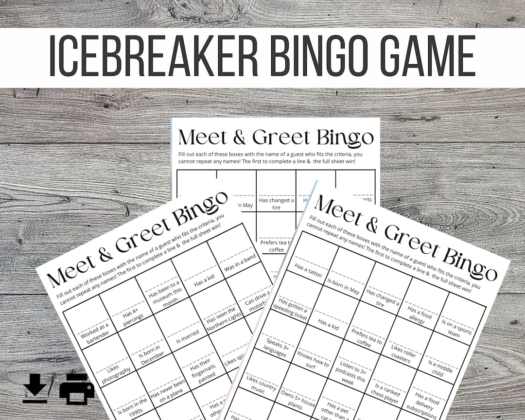 Meet and Greet Icebreaker Bingo Game, Digital Printable Games, Office ...