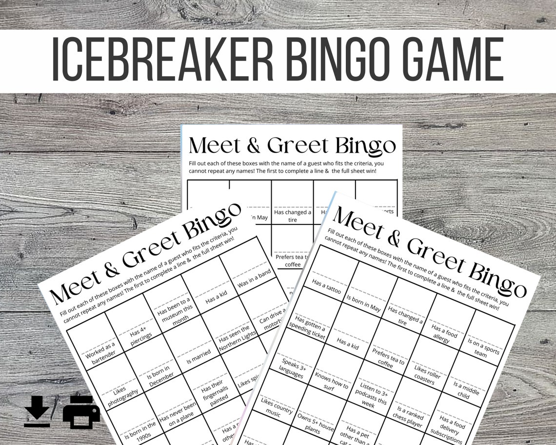 Meet and Greet Icebreaker Bingo Game, Digital Printable Games, Office ...