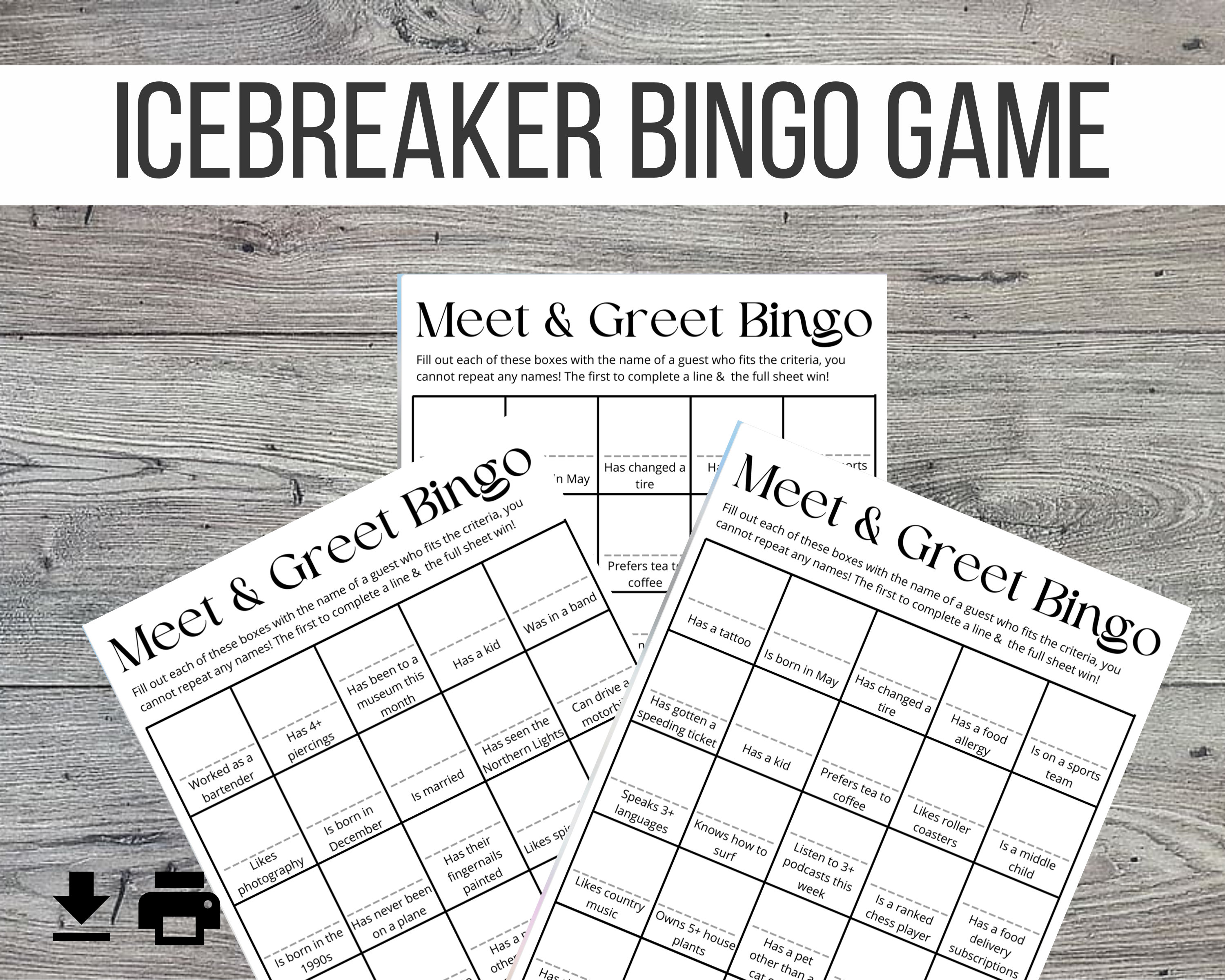 Meet and Greet Icebreaker Bingo Game, Digital Printable Games, Office ...