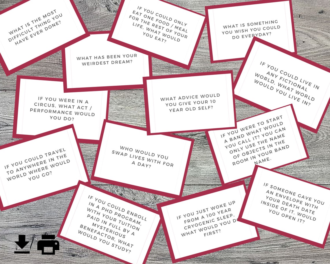 Conversation Starter and Topic Question Cards for Dinner Party or Event ...