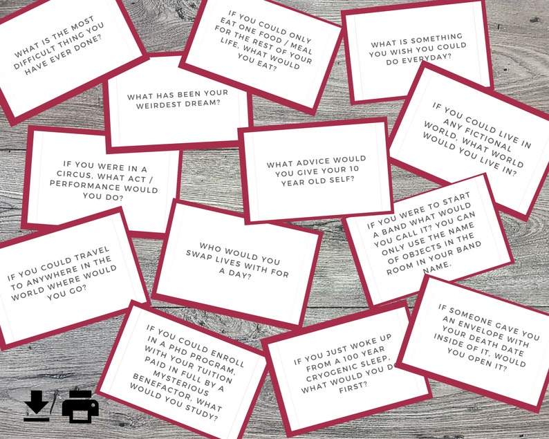 Conversation Starter and Topic Question Cards for Dinner Party or Event ...