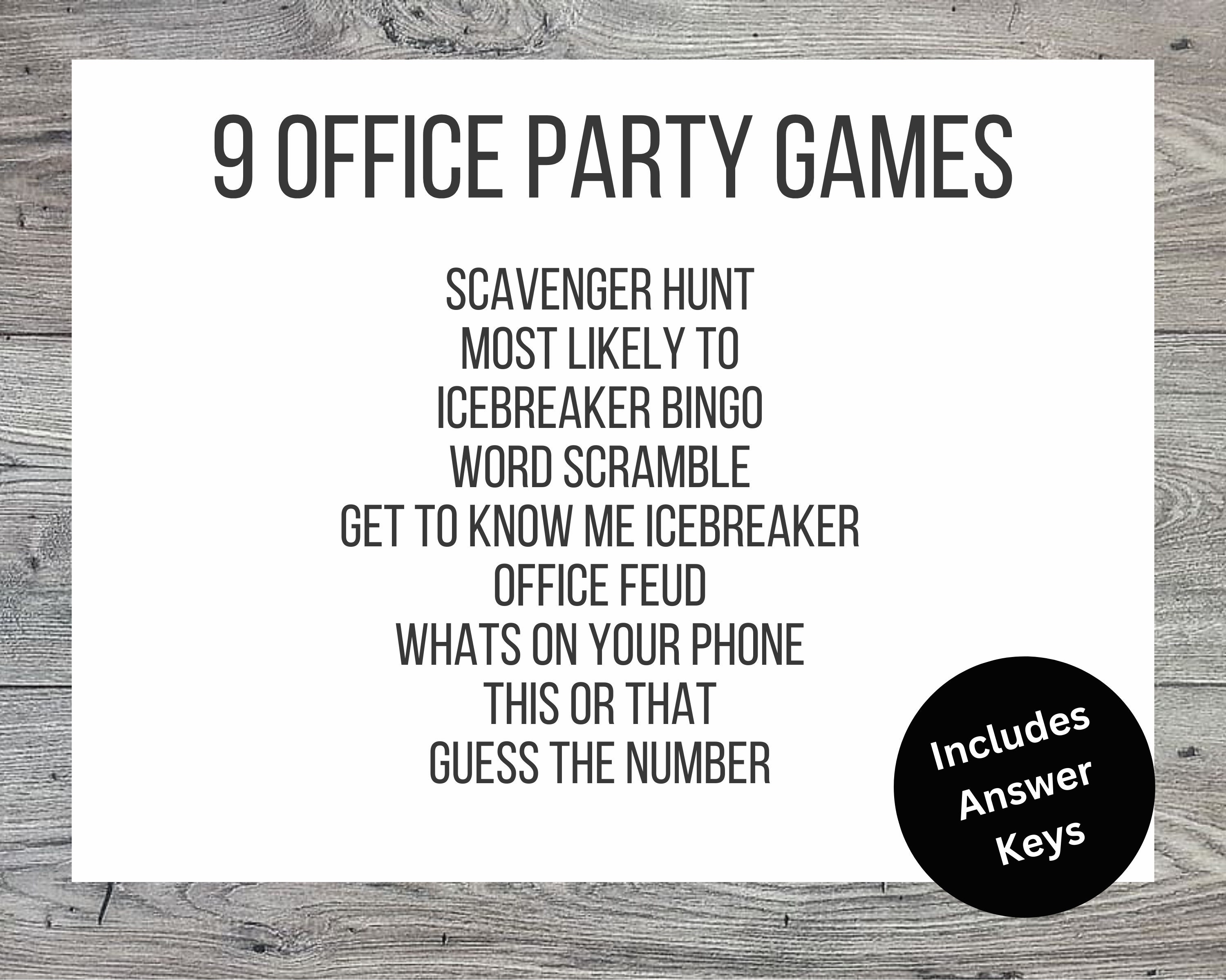 Office Party Printable Games Bundle, Printable Games for Work, Team ...