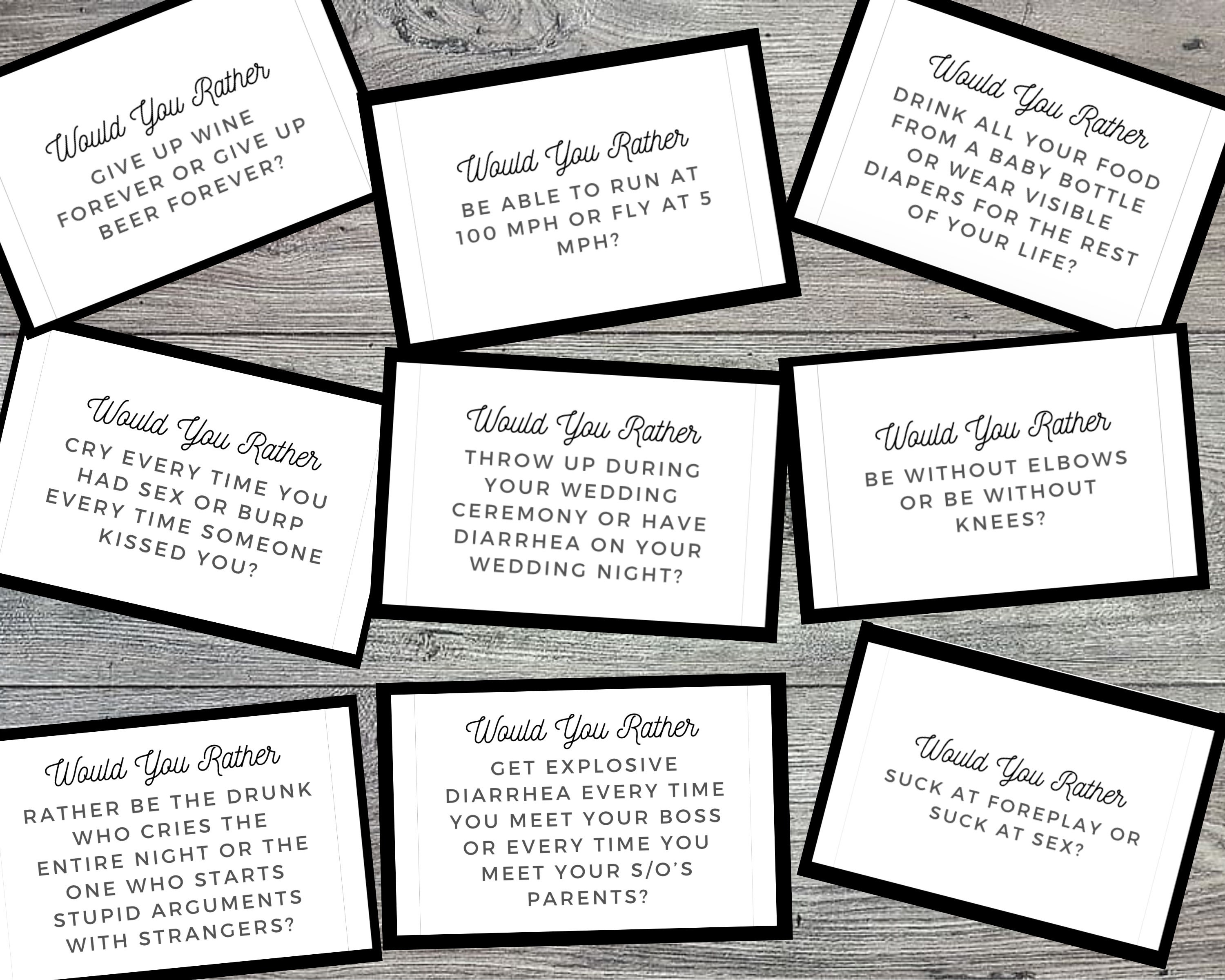 Adults Only Would You Rather Printable Cards Party Game, 40 Cards - Etsy