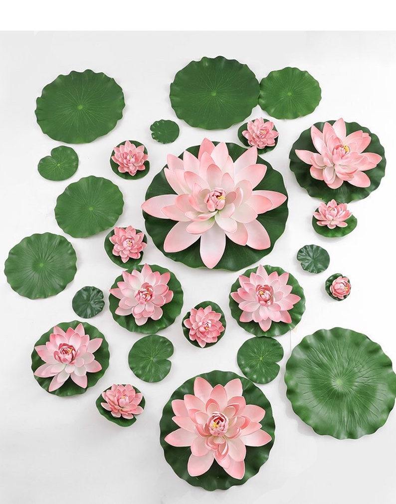 Nenúfar artificial de espuma de PE, color rosa claro, flotante, flores ...