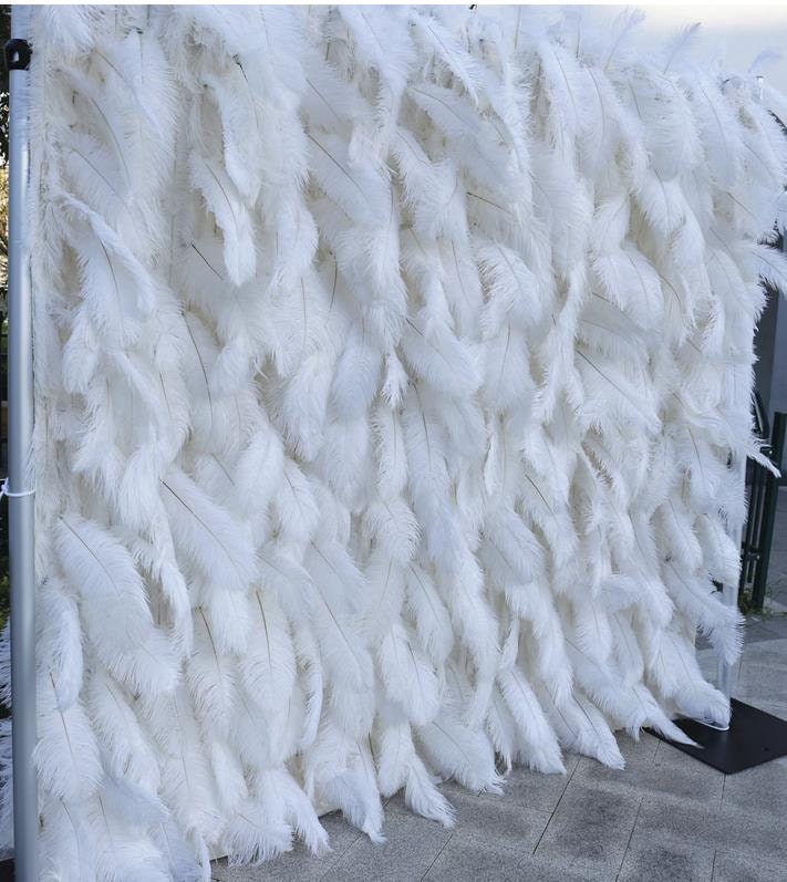 White Feather Wall on Cloth Fabric Wedding Party Photo Backdrop Bridal ...