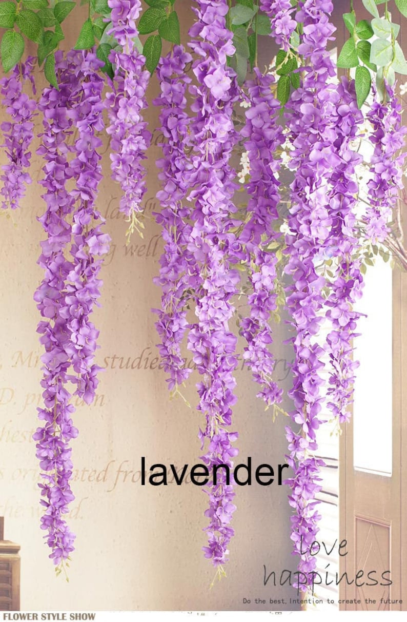 Lavender Color Vines 10pcs Length 60/90/120cm Wisteria Fabric Vine ...