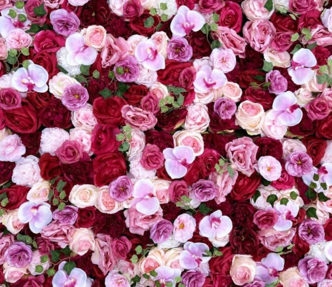 Fuschia Orchids Wedding Flower Wall for Romantic Photography Backdrop ...