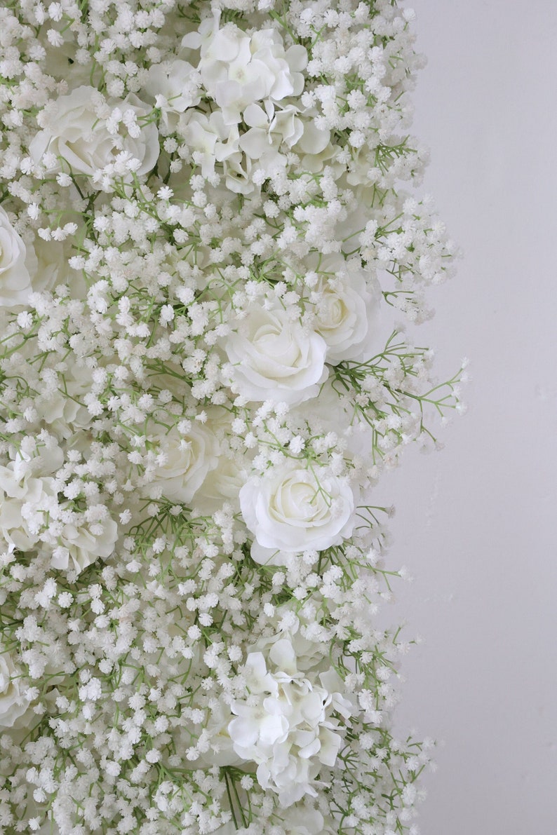 High Quality White Rose Baby Breaths Mix Flower Wall for Wedding ...