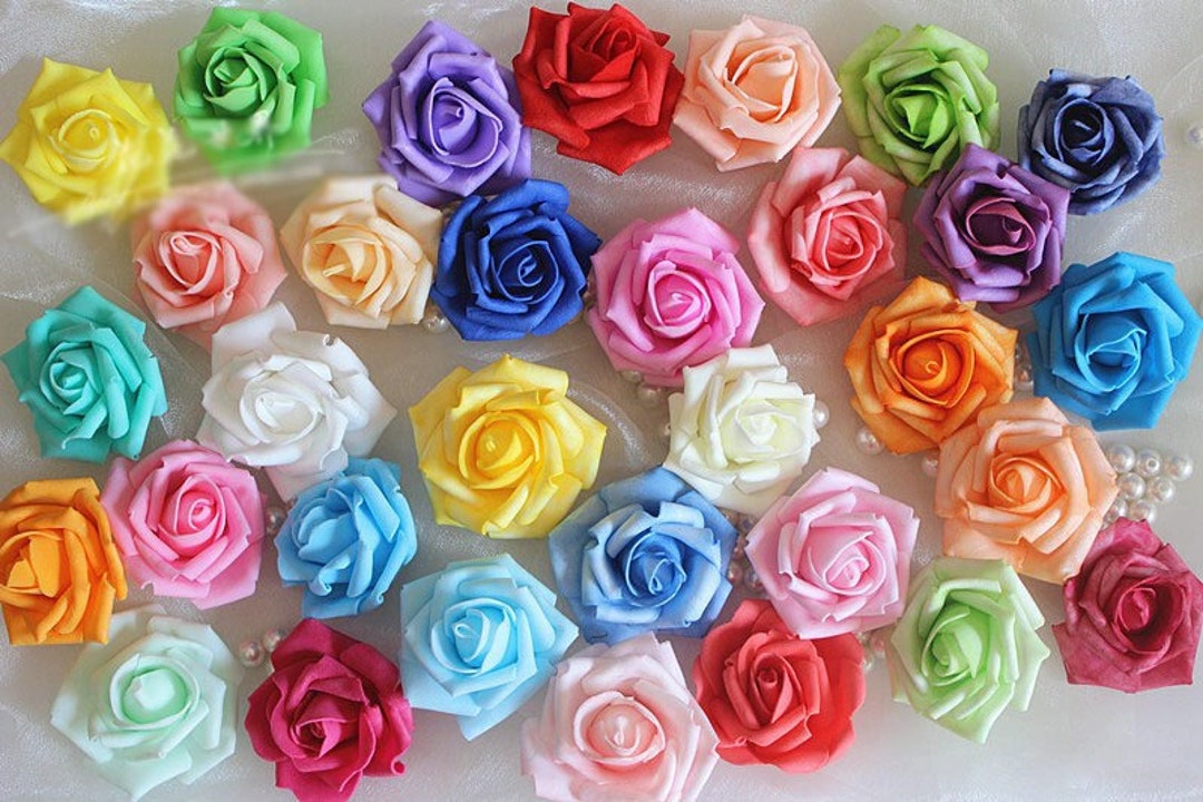 100 PCS PE Foam Flowers Diam.6-7cm DIY Pomander Kissing Ball Foam Rose ...