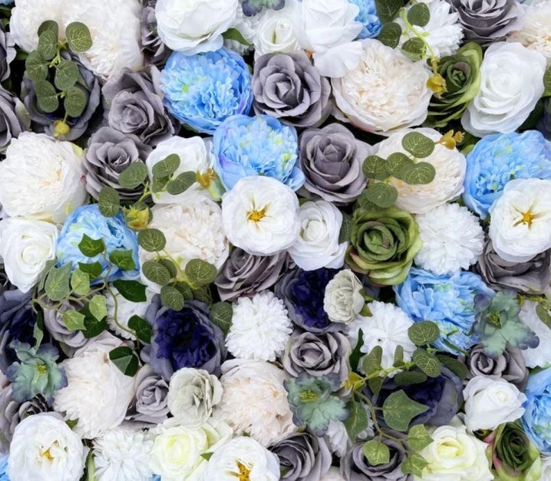 Blue & Grey Flower Wall Panel, Wedding Photography Backdrop (40x60cm ...