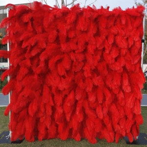 3D RED Feather Wall on Cloth Fabric Wedding Party Photo Backdrop Bridal ...