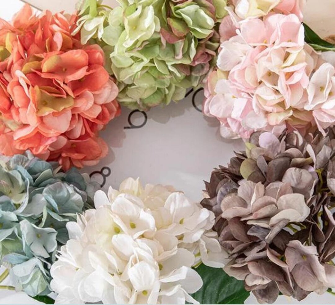 12 Stems Silk Hydrangea Flower 14.6'' Tall, Artificial Hydrangea for ...