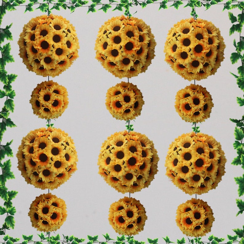 Sunflower Kissing Ball, Daisy Pompom Wedding Decor (5.5"/7.5"/9.5") - Etsy