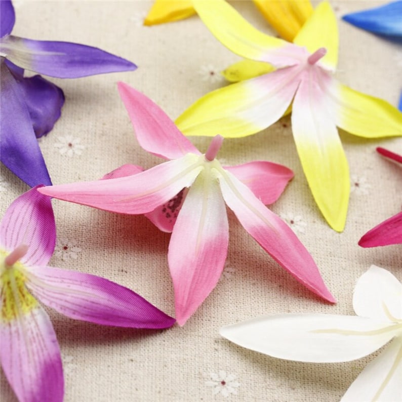 50pcs 7cm Thailand Orchids Fabric Artificial Orchid Head Orchids Flower ...