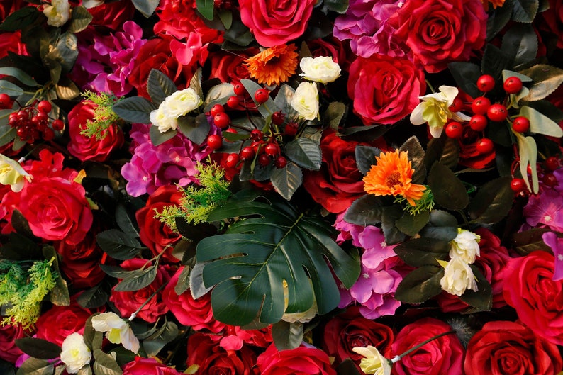 New Design Red Flower Wall for Wedding Arrangement Event Salon Party ...