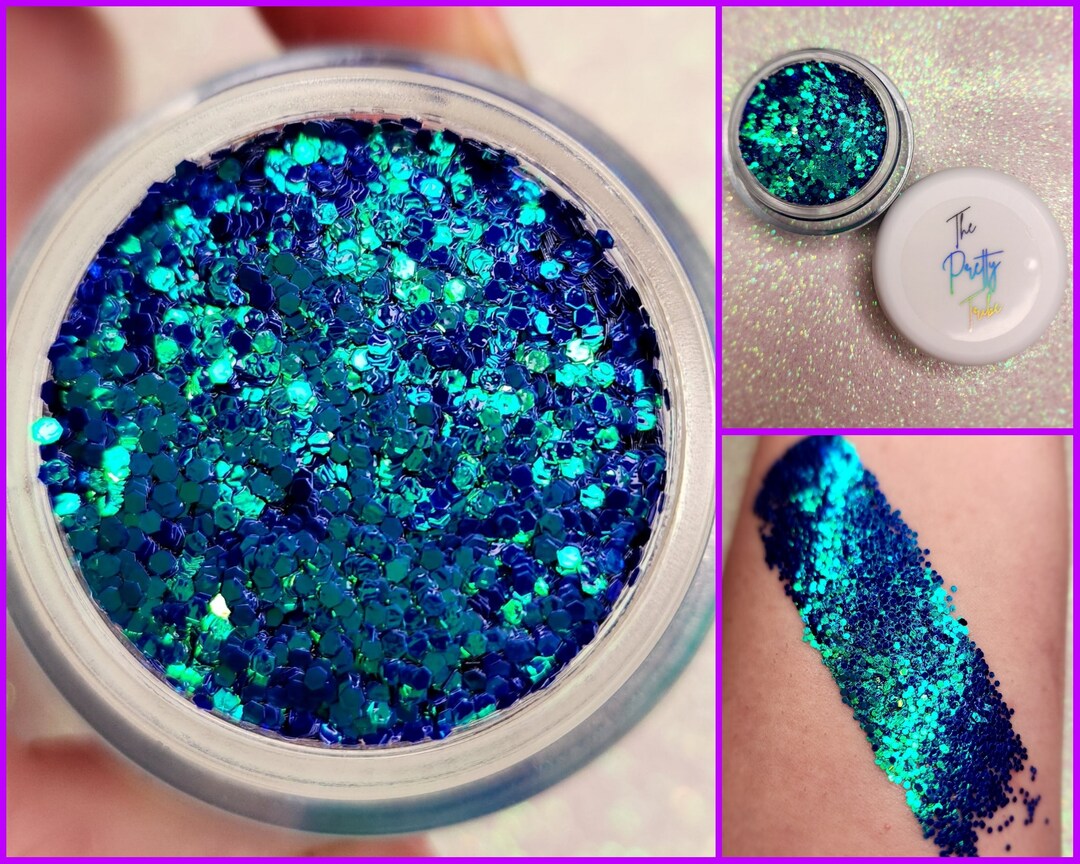 Face Glitter, Body Glitter Gel, Makeup, Eye, Hair, Festival, Rave, Duochrome, Color Shift, Blue ...