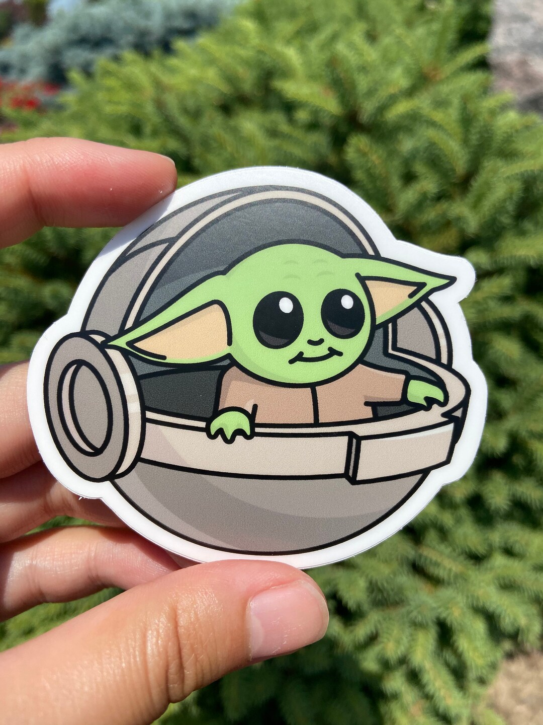 Baby Yoda Sticker / Baby Yoda Decal / Baby Yoda Pod Sticker / Yoda ...