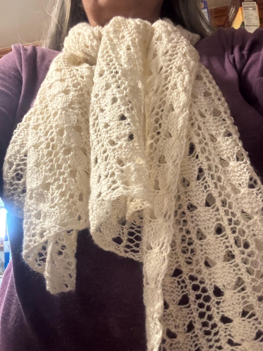 White Hand Knit Lace Scarf/shawl. - Etsy