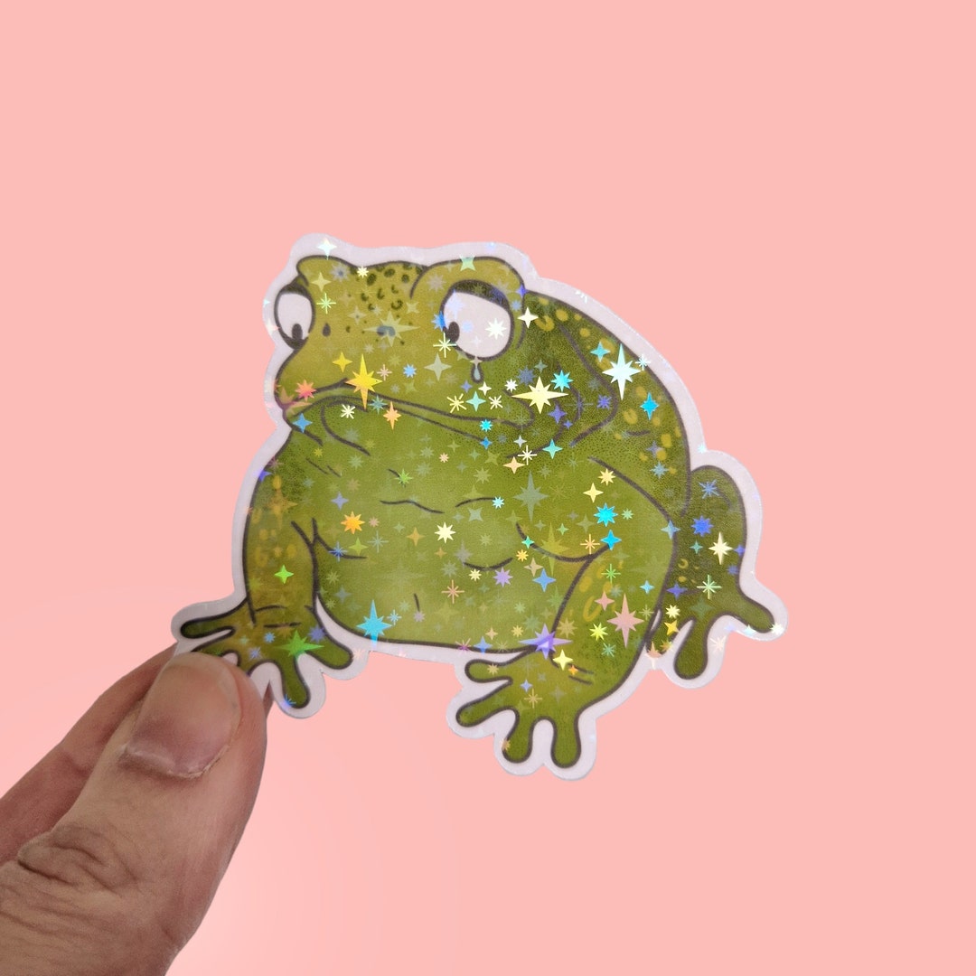Sad Toad Sparkle Vinyl Sticker Cute Frog Froggie Frogcore Glitter ...
