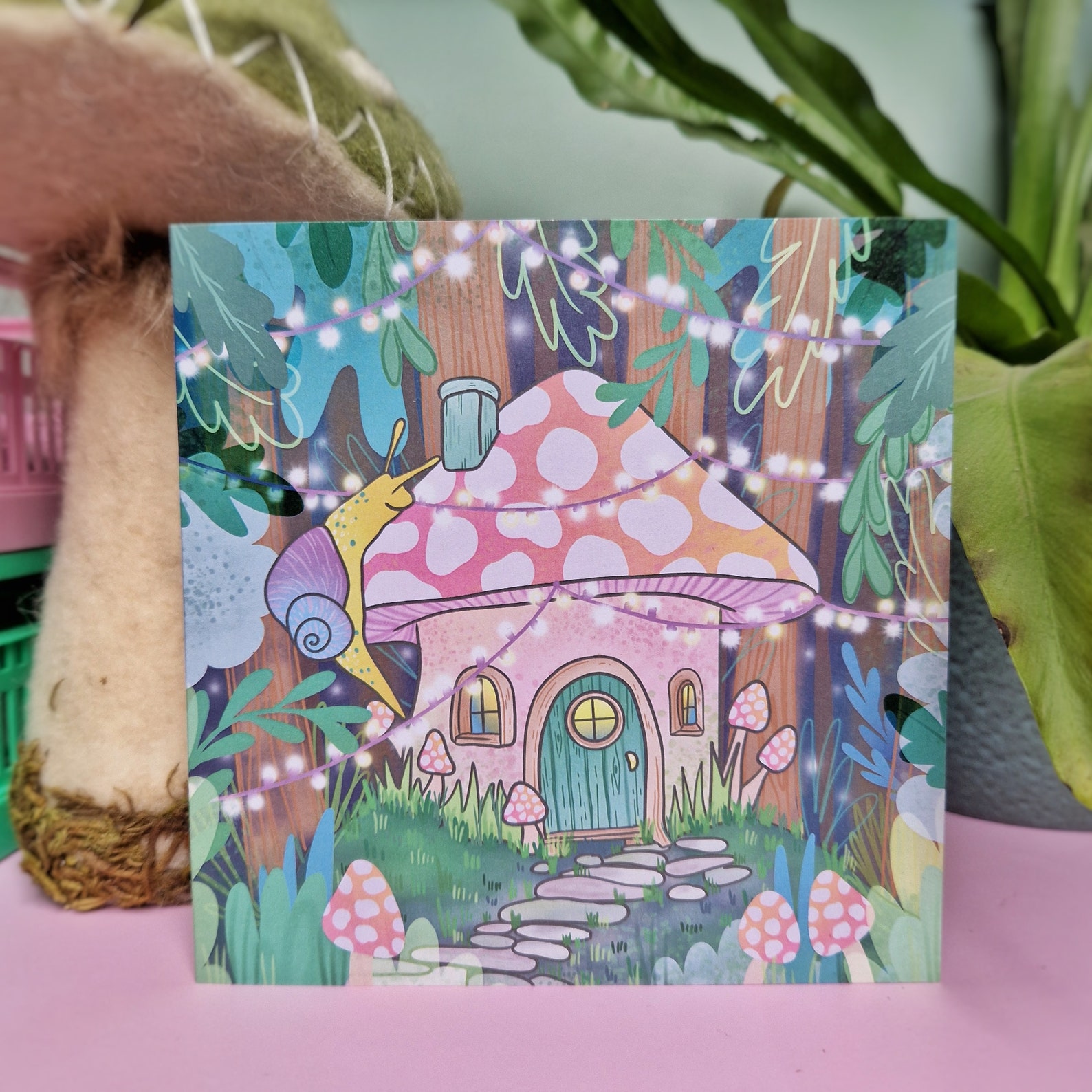 Snail Toadstool House Whimsical Animal Greeting Card Nature Toadstool ...