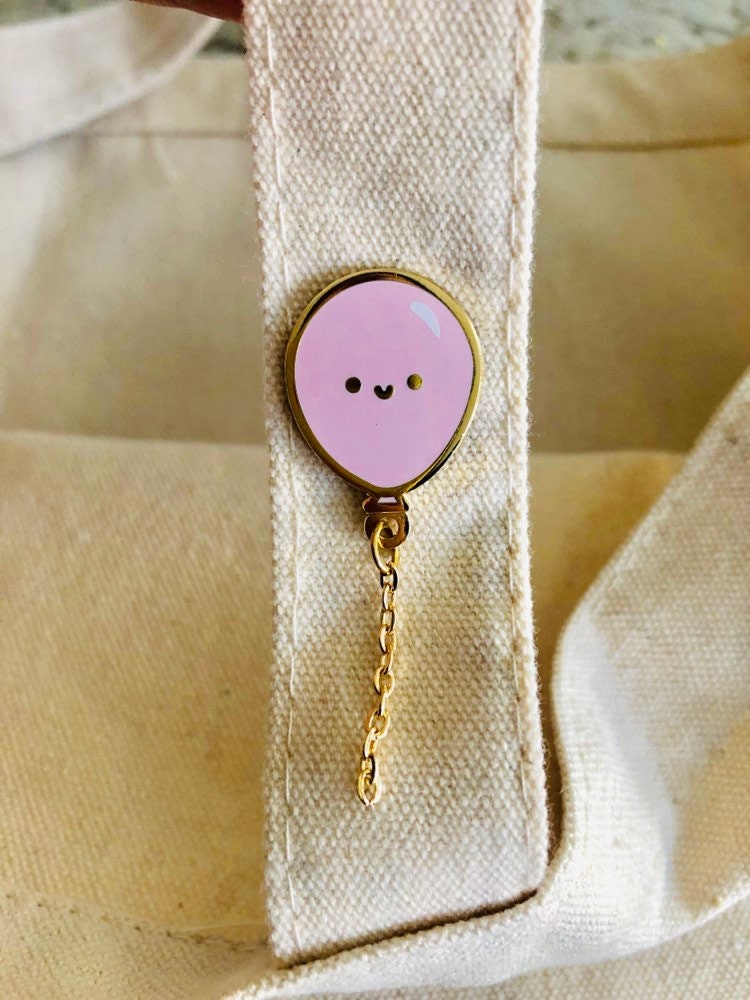 Balloon Enamel Pin With Chain - Etsy