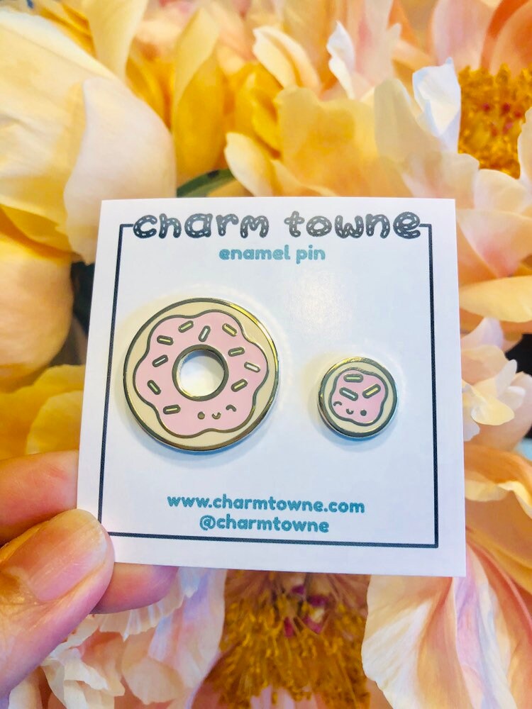 Donut and Donut Hole Enamel Pin Set - Etsy