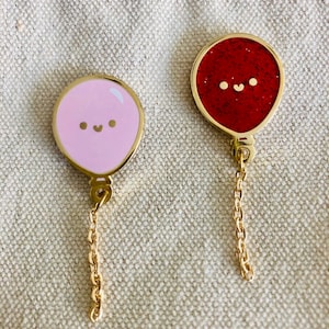 Balloon Enamel Pin With Chain - Etsy