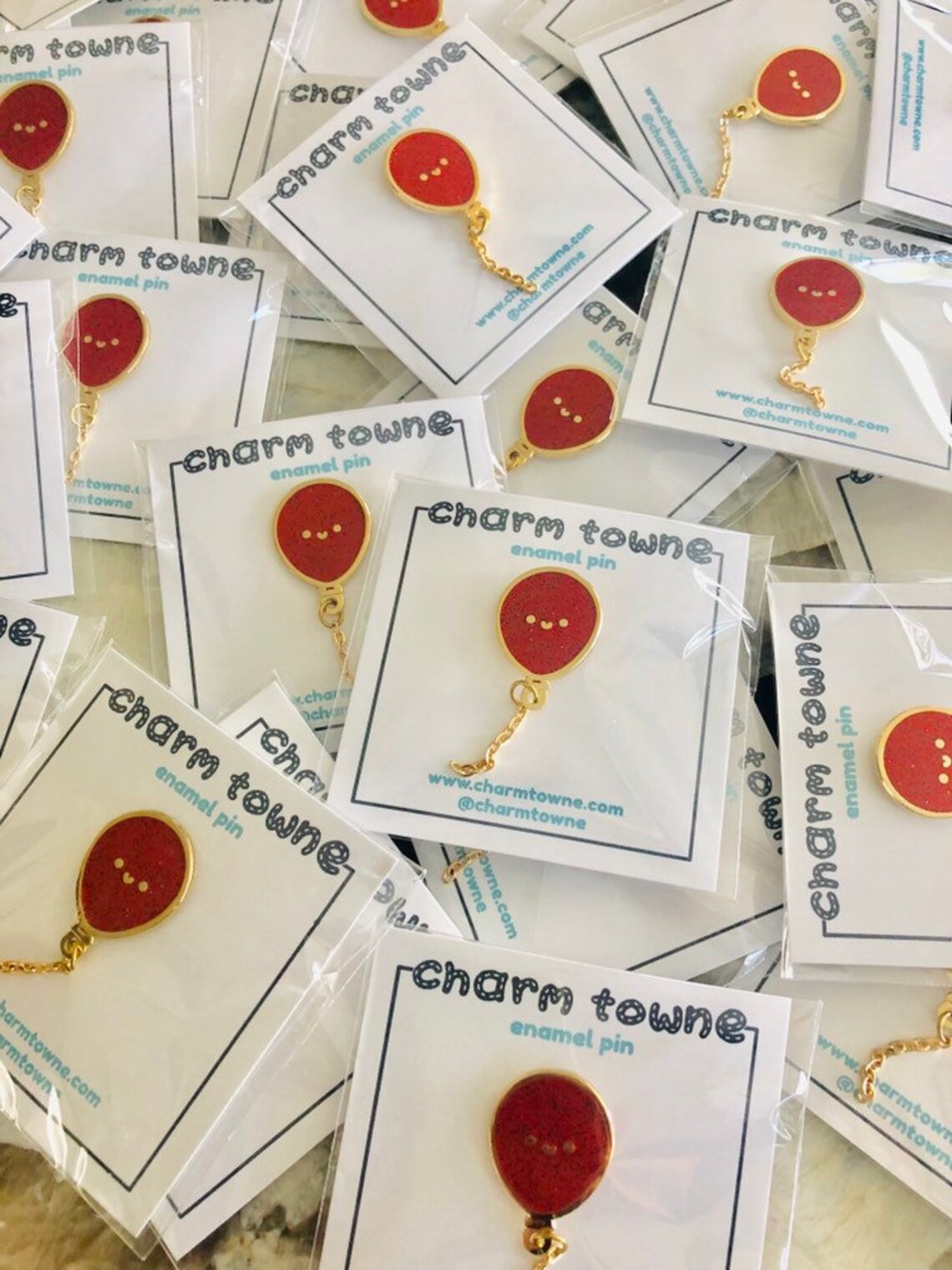 Balloon Enamel Pin With Chain - Etsy