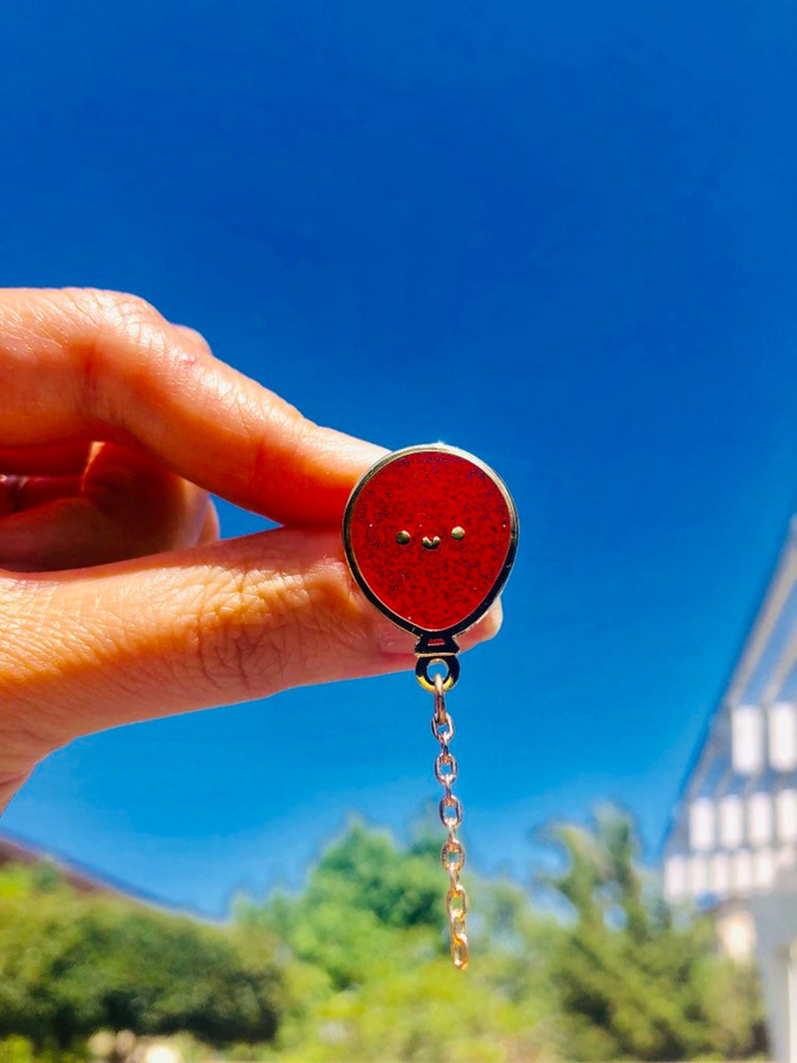 Balloon Enamel Pin With Chain - Etsy