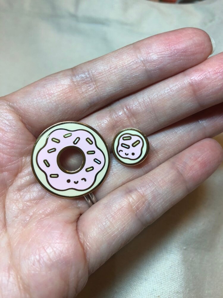 Donut and Donut Hole Enamel Pin Set - Etsy