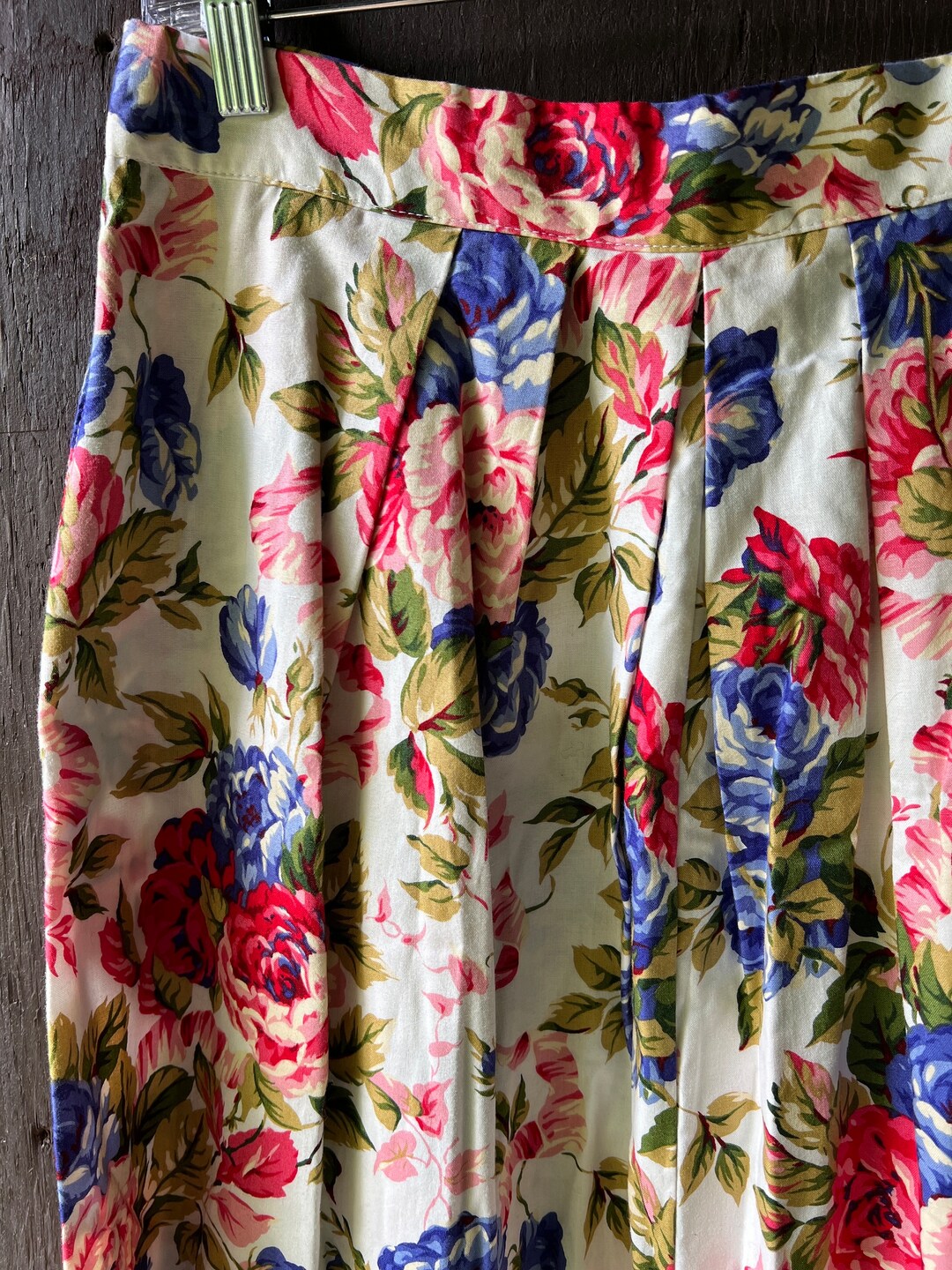 VTG Bold Victorian-style Floral and Ribbons Patterned Cotton Charter Club Midi Ankle Length ...