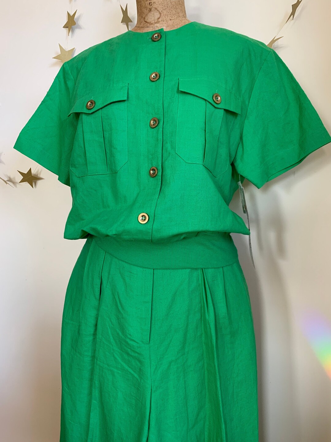 Vintage Kelly Green Two Piece Matching Set Top Bottom Track Suit NWT - Etsy