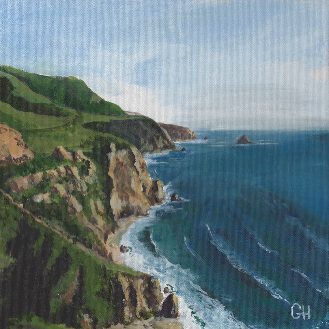 Pacific Ocean Painting Cliffs Ocean California Coast - Etsy