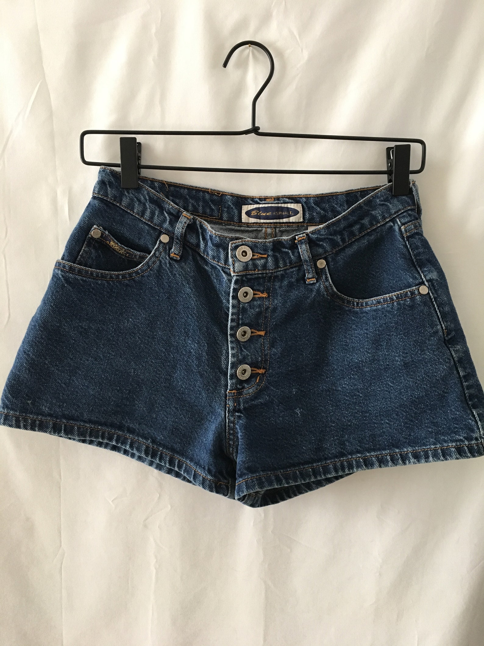 Vintage 90s Button-fly High-waisted Denim Shorts Size Small - Etsy