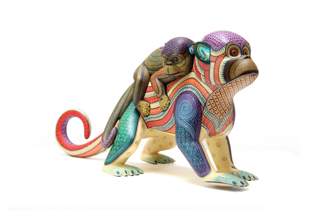 Alebrije Chango With Baby 46 Cm. 46cm Mexican Art - Etsy