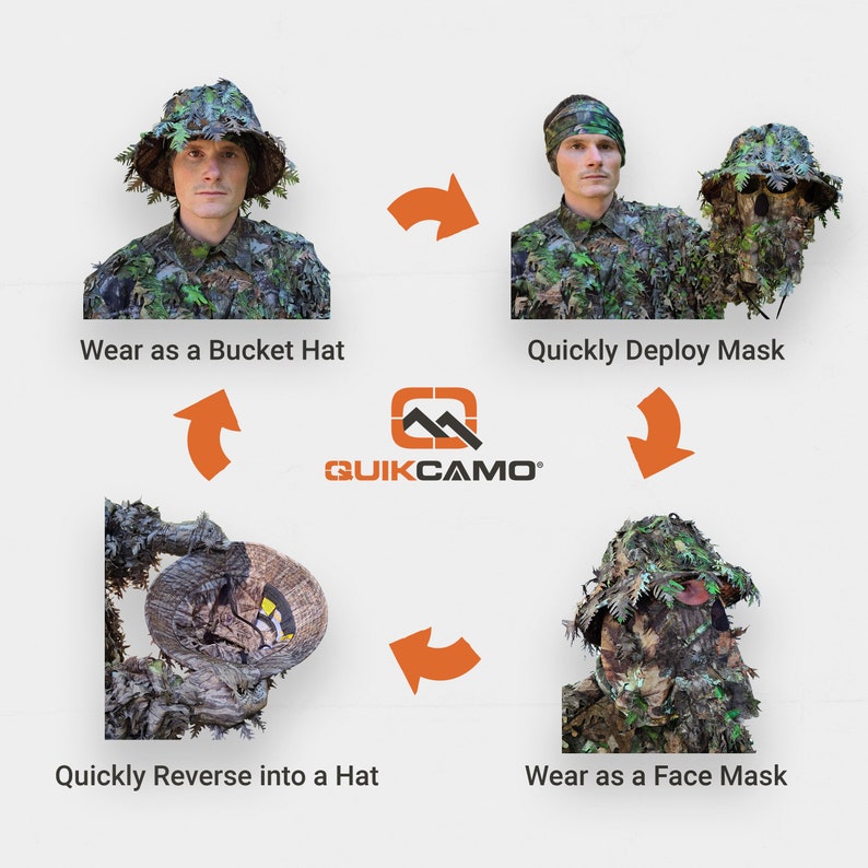 NWTF Mossy Oak Obsession 3D Leafy Camo Face Mask Bucket Hat for Ghillie ...