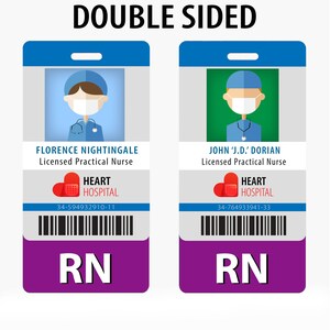 RN Badge Buddy Purple With Medical Icons Vertical Badge Id Card for ...