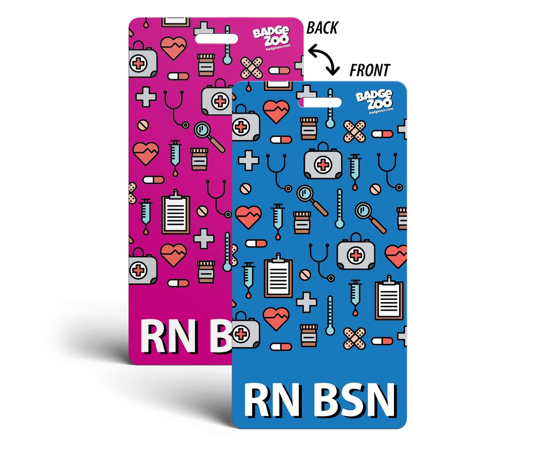 RN BSN Badge Buddy Pink/blue Vertical Badge Id Card for Registered ...