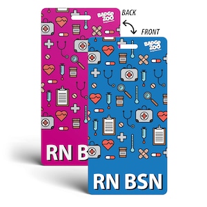 RN BSN Badge Buddy Pink/blue Vertical Badge Id Card for Registered ...