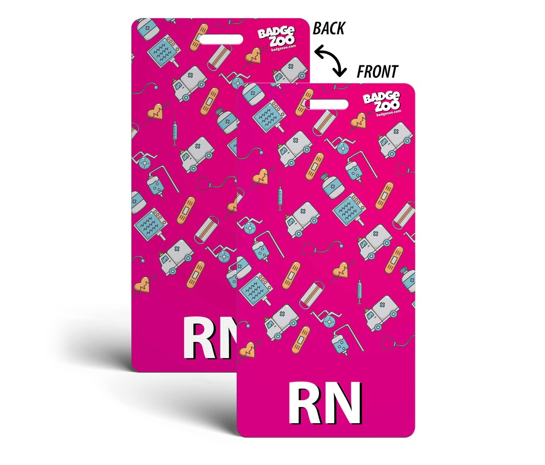 RN Badge Buddy Pink With Medical Icons Vertical Badge Id - Etsy