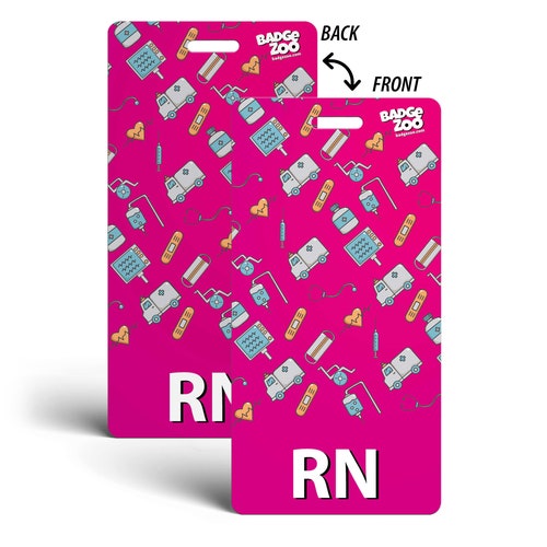RN Badge Buddy Pink With Medical Icons Vertical Badge Id - Etsy