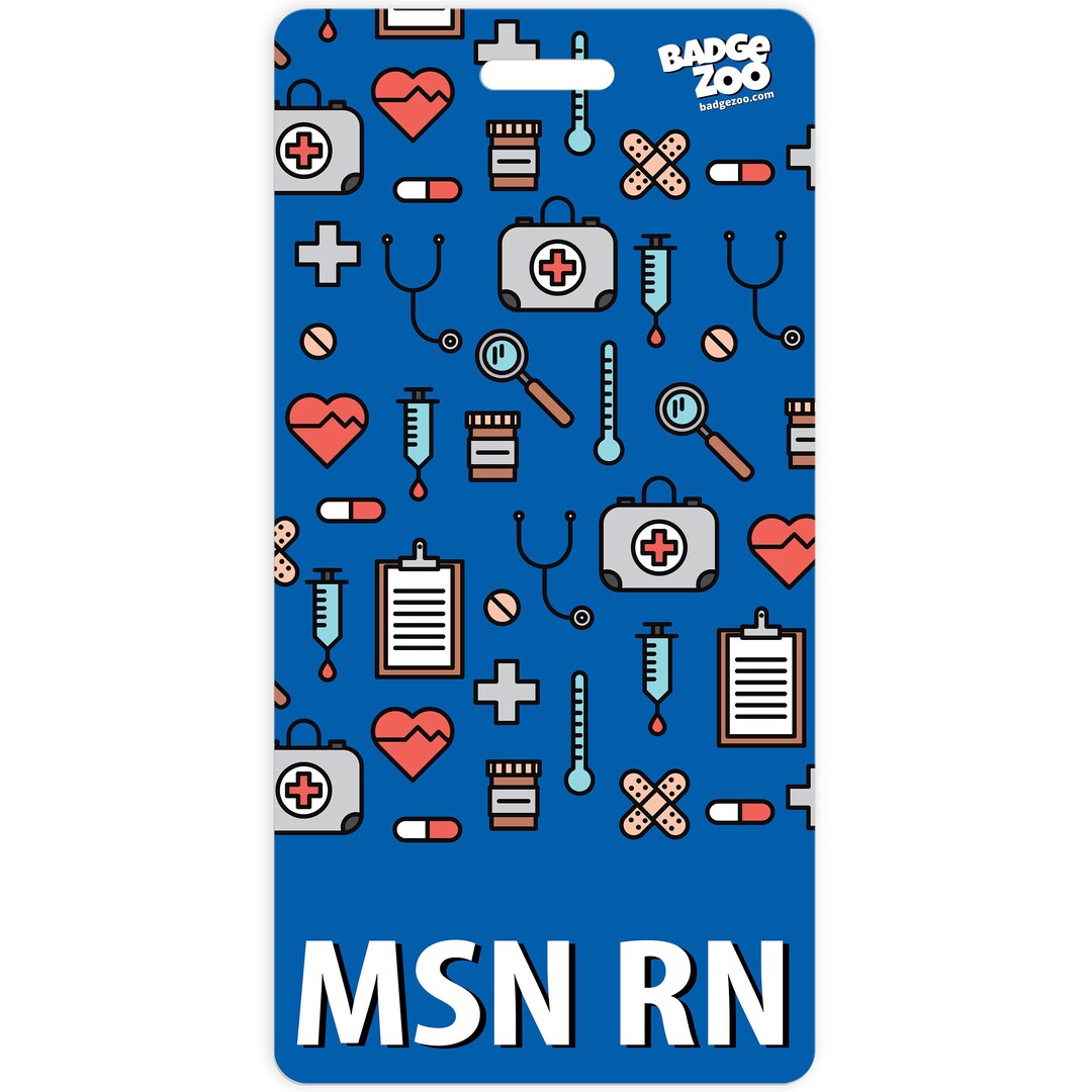 MSN RN Badge Buddy Blue Vertical Heavy Duty Badge Tags Backer Card ...