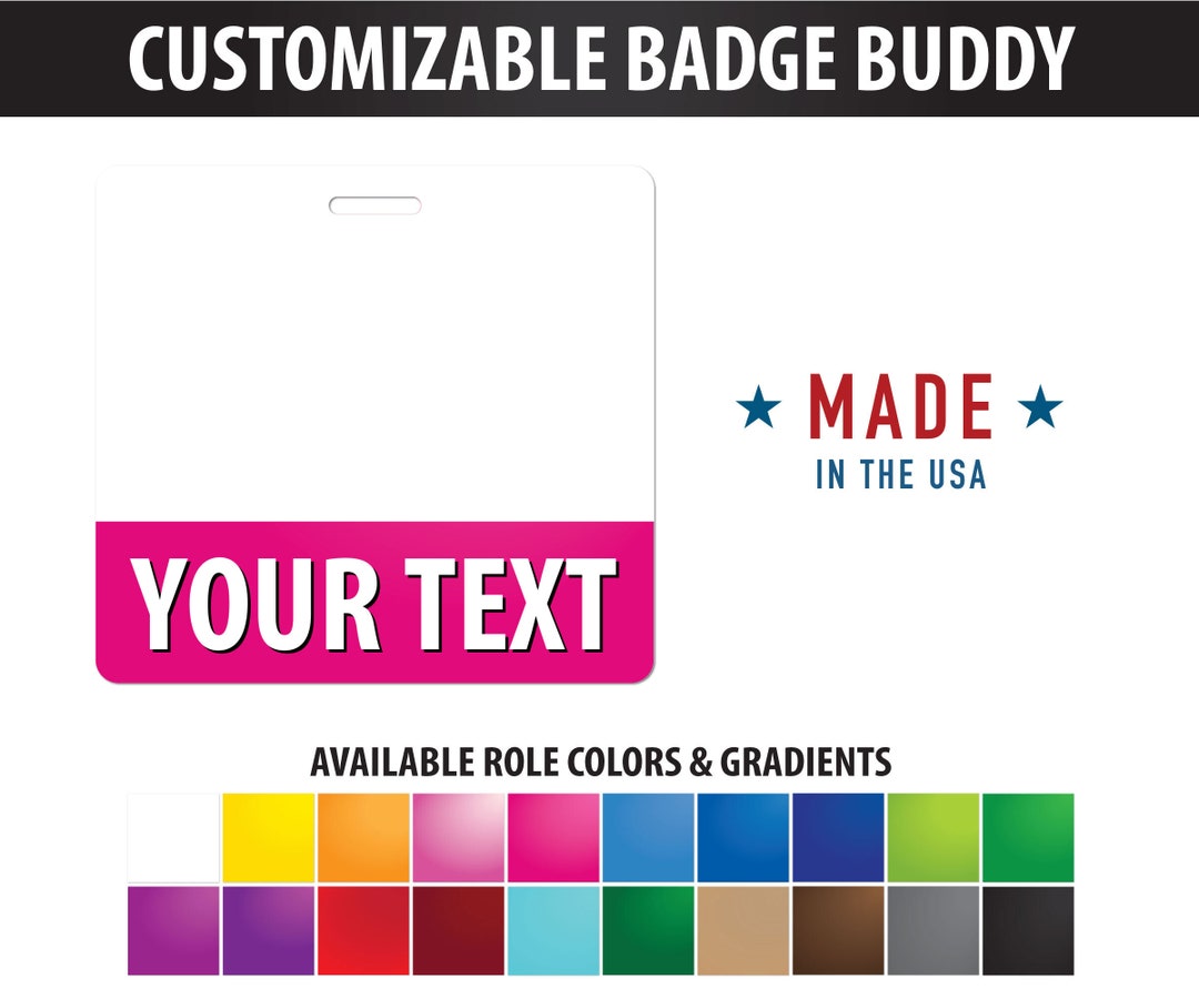 Customizable Horizontal Badge Buddy ID Backer Card Double Sided Print ...