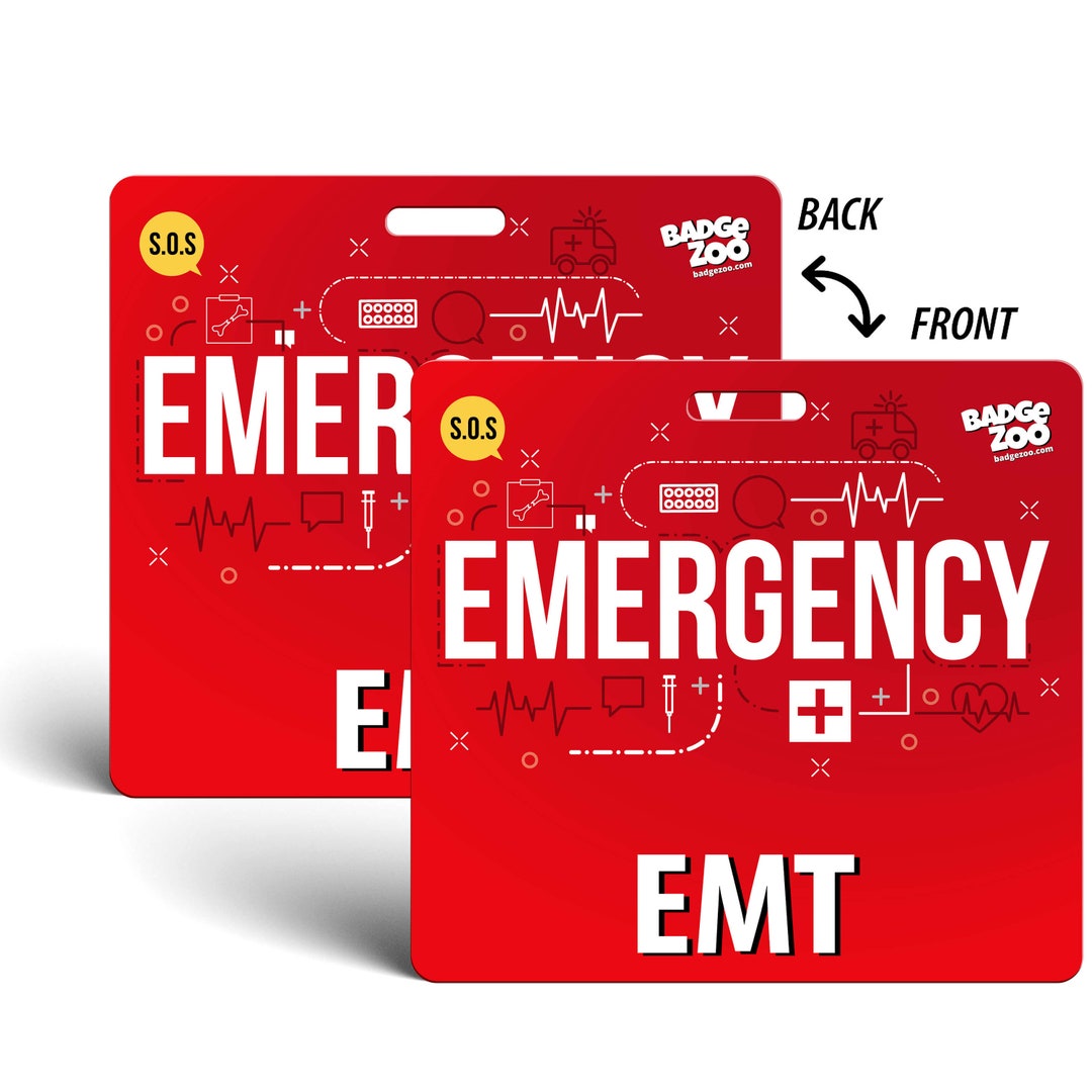 EMT Badge Buddy RED Emergency Themed Backer Card - Etsy