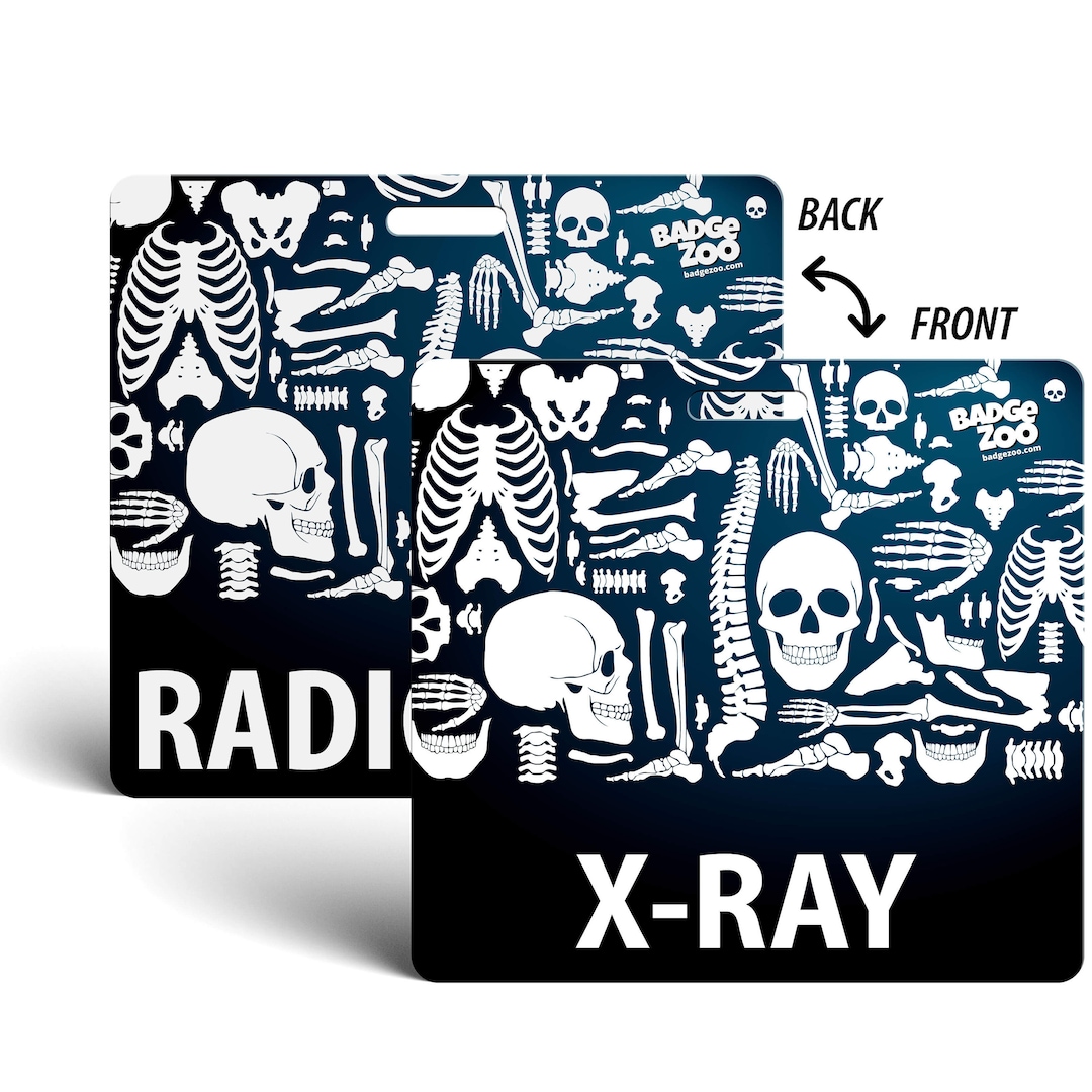 X-ray / Radiology Badge Buddy Black Skeleton Themed Radiology ...