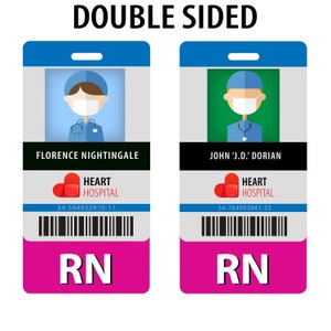 RN Badge Buddy Pink With Medical Icons Vertical Badge Id - Etsy